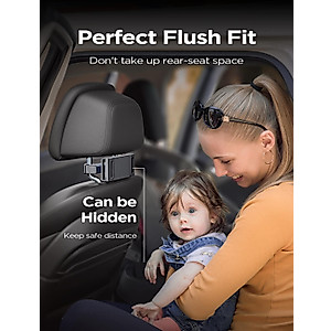 LISEN Tablet iPad Holder for Car Mount Headrest Must Have, iPad Car Holder Back Seat Travel Accessories Long Road Trip Essentials for Kids Adults Fits All 4.7-12.9" Devices & Headrest Rod