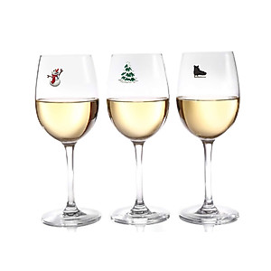 Simply Charmed Wine Charms and Magnetic Glass Markers Fun for Winter with Snowman, Snowflake, Puppy Dog and more - Set of 6