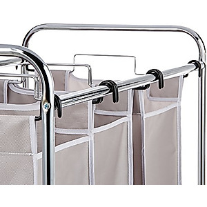 Amazon Basics 3-Bag Rectangular Laundry Hamper Sorter Basket, Grey