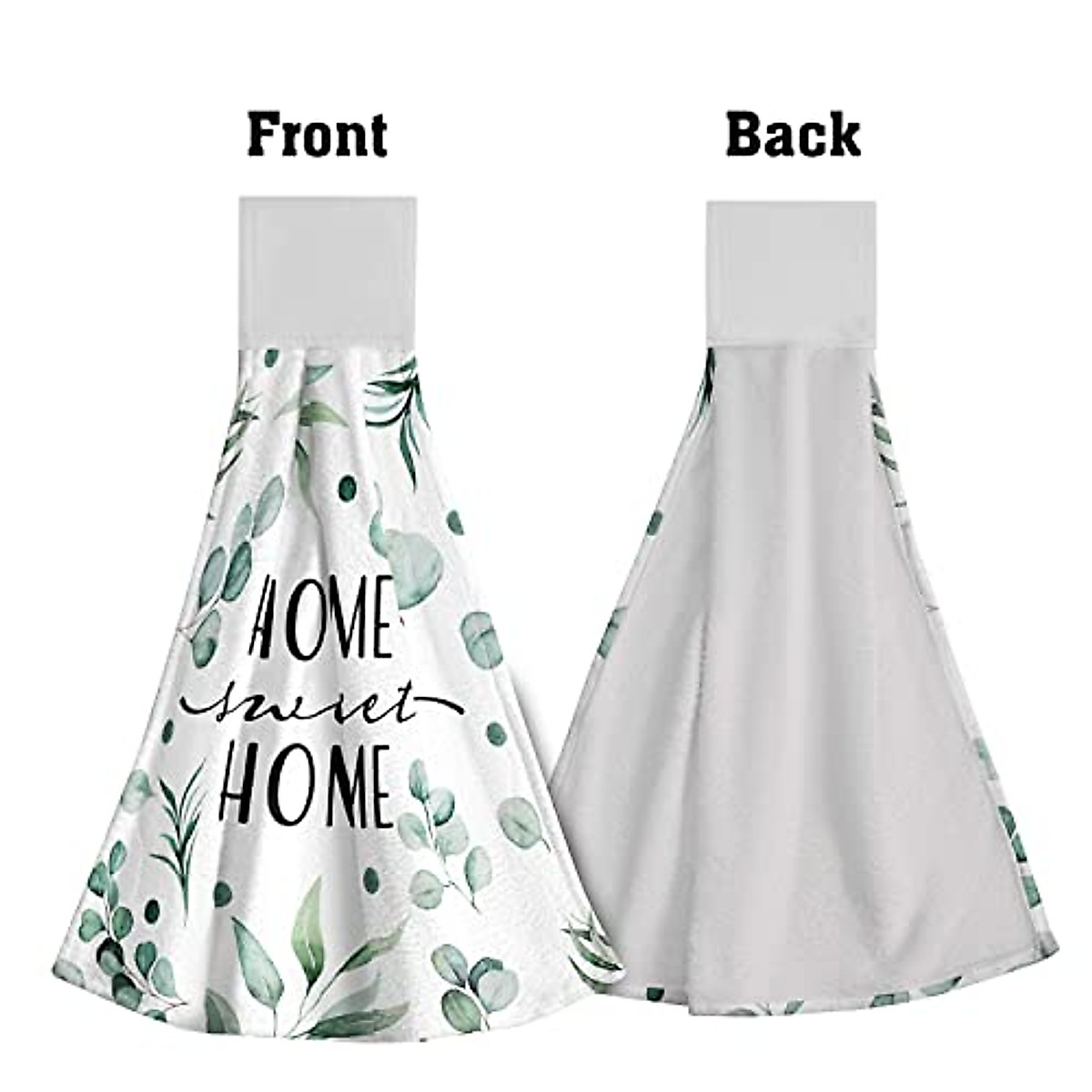 Giwawa Home Sweet Home Hanging Kitchen Towels Green Leaves Hand Tie Towel Set of 2 Fast Drying Dish Tea Towels for Bathroom Toilet Gym Decor