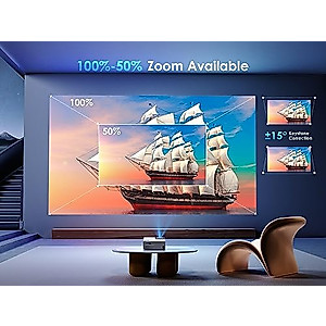 YOWHICK Projector 4K With WiFi and Bluetooth, 20000L Native 1080P Mini Projector For Outdoor Moives, Portable Video Projector For Home Theater, Compatible w/iOS/Android/Win/TV/PS5, White