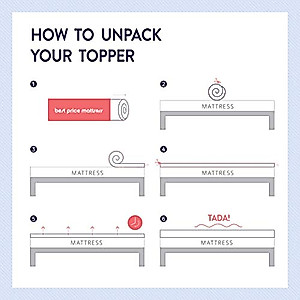 Mellow 4 Inch Memory Foam Mattress Topper with Cover, Calming Green Tea Infusion, Queen