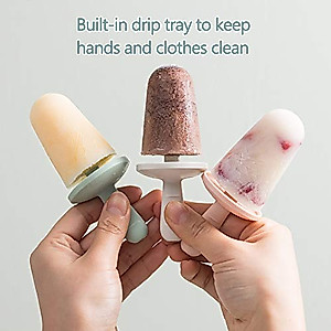 Popsicle Mold Set 4 Pieces Homemade Silicone Popsicle Maker Easy Release Ice Cream Molds Reusable DIY Pop Molds (Green)