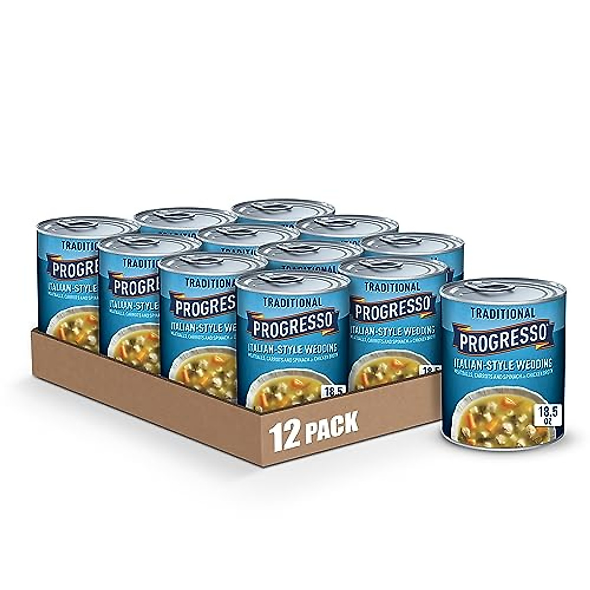 Progresso Italian-Style Wedding Soup, Traditional Canned Soup, 18.5 oz (Pack of 12)