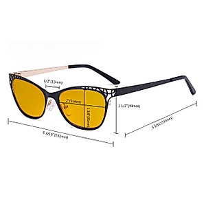 Eyekepper Ladies Blue Light Blocking Glasses Hollow Design with Amber Tinted Filter - Cateye Eyeglasses for Women Block Computer Screen UV Rays - Anti Glare Reduce Eye Strain - Black
