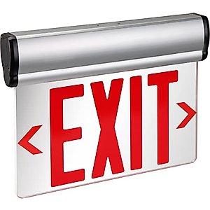 Garrini LED Emergency Exit Sign Double face with Backup Battery UL Certified Wall Ceiling Mounting Acrylic Mirror Replaceable Panel Removable Indicator Arrows, Fire Resistant GSEL-200DR(Double face)