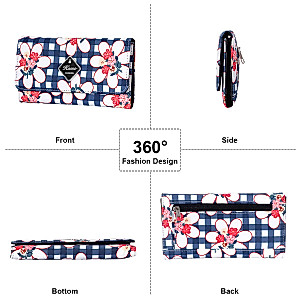 Kamo Women’s Printed Slim Long Wallet Purse Card Holder Organizer Envelope Wallets for women with 12 Card Slots