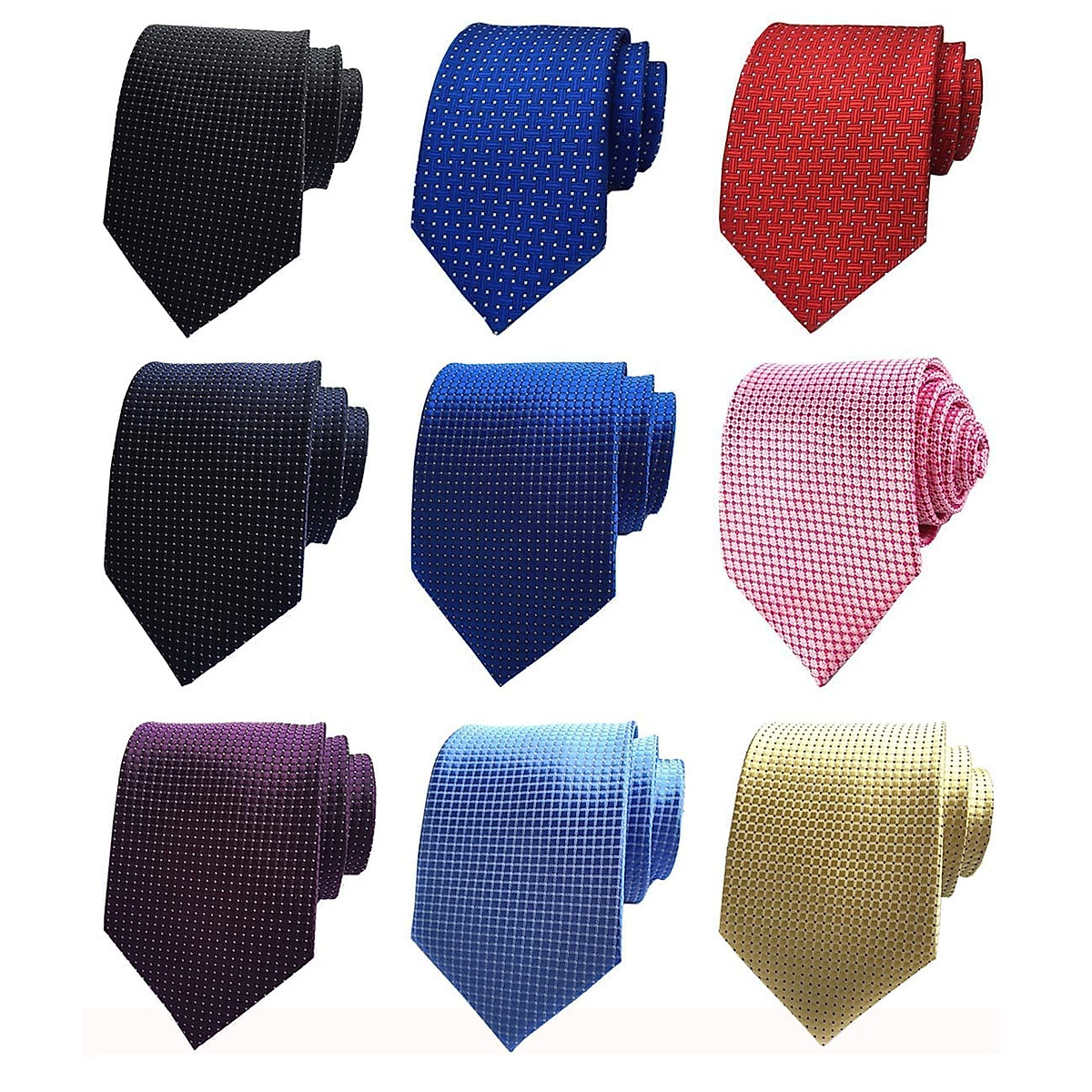 Adulove Men's Necktie Classic Silk Tie Woven Jacquard Neck Ties 9 PCS
