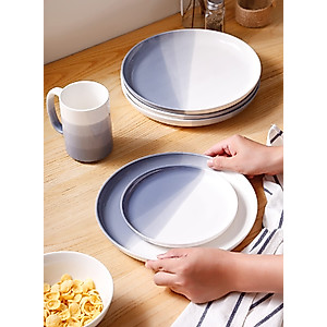 Teocera Dessert Plates set of 4 | 7.2 Inch Round Dessert Salad Plates - Small Appetizer Plates - Dishwasher, Microwave, and Oven Safe, Blue-gray
