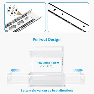 Under Sink Organizer and Storage Adjustable Height 2 Tier Bathroom Organizer Pull Out Cabinet Organerkitchen organizers and storage fridge organizers and storage,White,XL-1 Pack