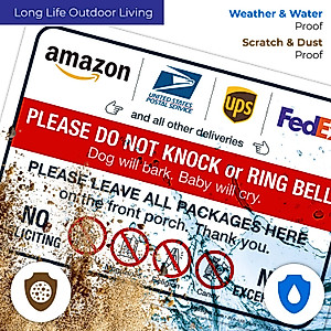 Sigo Signs - Do Not Knock Or Ring Doorbell Dog Will Bark Baby Will Cry Sign, 10x7 Inches, Rust Free .040 Aluminum, Fade Resistant, Made in USA