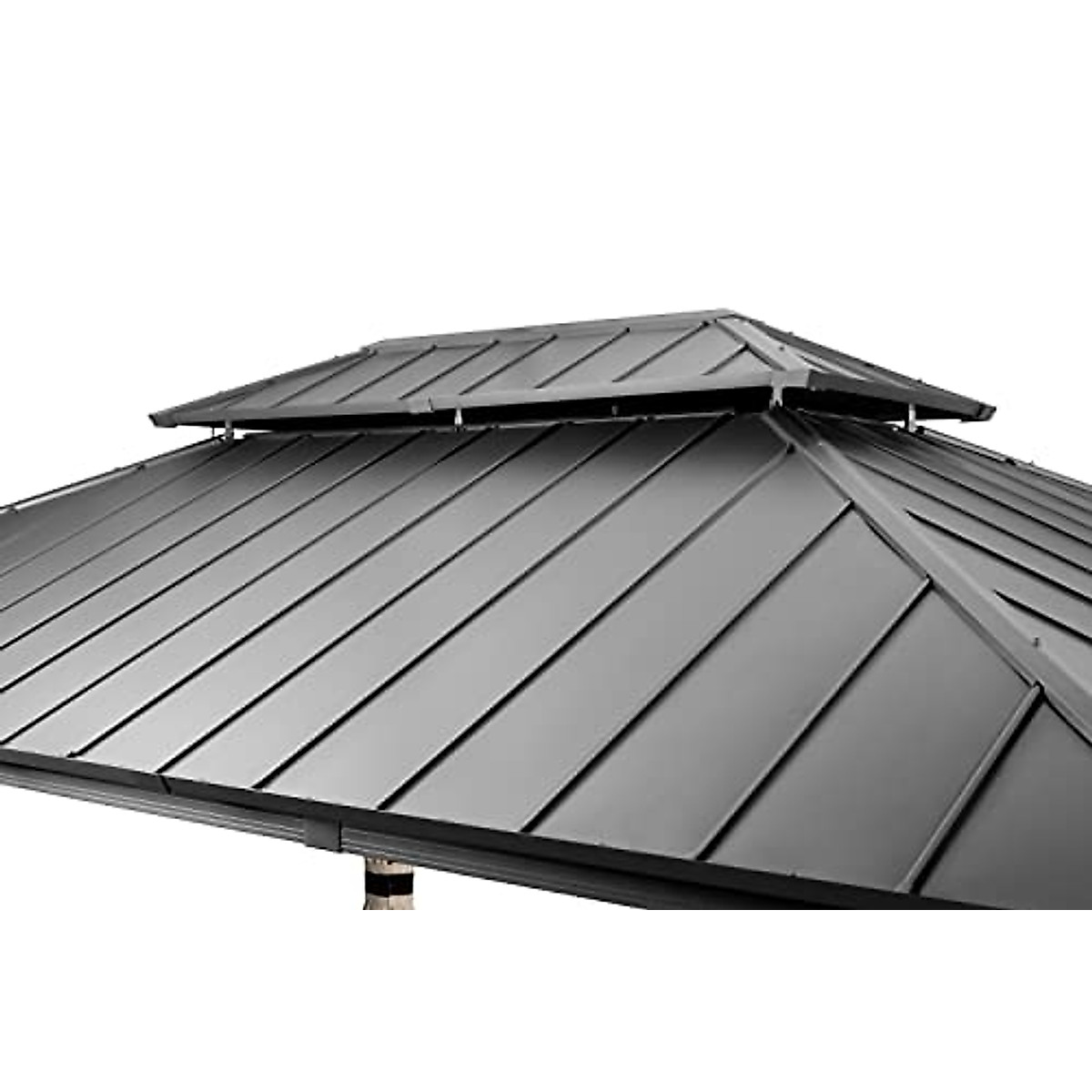 12x16 Outdoor Patio Hardtop Gazebo with Spliced Structure for Easy Assembly,Galvanized Steel Metal Double Roof Aluminum Permanent Frame with Netting and Curtains for Backyard Garden