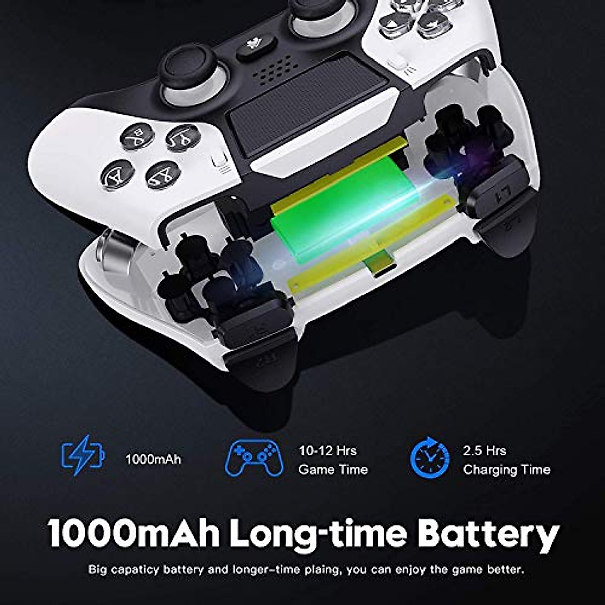 UeeVii Wireless PS4 Controller with Strike Pack, Game Controllers for Playstation 4/PS4 Pro/PS4 Slim with Back Paddles for Custom Mapping Dual Shock Six-axis Audio Touch Pad Function 1000mAh Battery