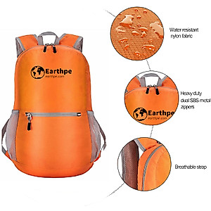 MICROSEVEN Ultra Lightweight Hiking Backpack - Water Resistant Small Backpack Packable Daypack for Women Men (Orange)