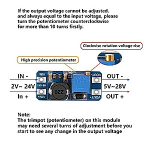 AITRIP 20pcs MT3608 DC-DC Boost Converter 2A Adjustable Step Up Module Voltage Regulator Board Input Voltage 2V-24V to 5V-28V Output Voltage for Arduino