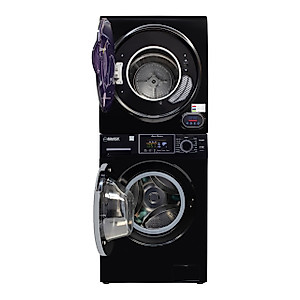 Equator Premium Stackable 15 Lbs Washer 1.62cf 110V+Vented Digi Dryer 3.5cf 110V(Black)