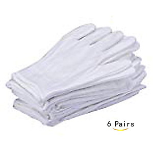 CTKcom White Soft Cotton Gloves,Large Size for Work/Lining Glove,Coin Jewelry Silver Inspection Gloves(6 Pairs) …