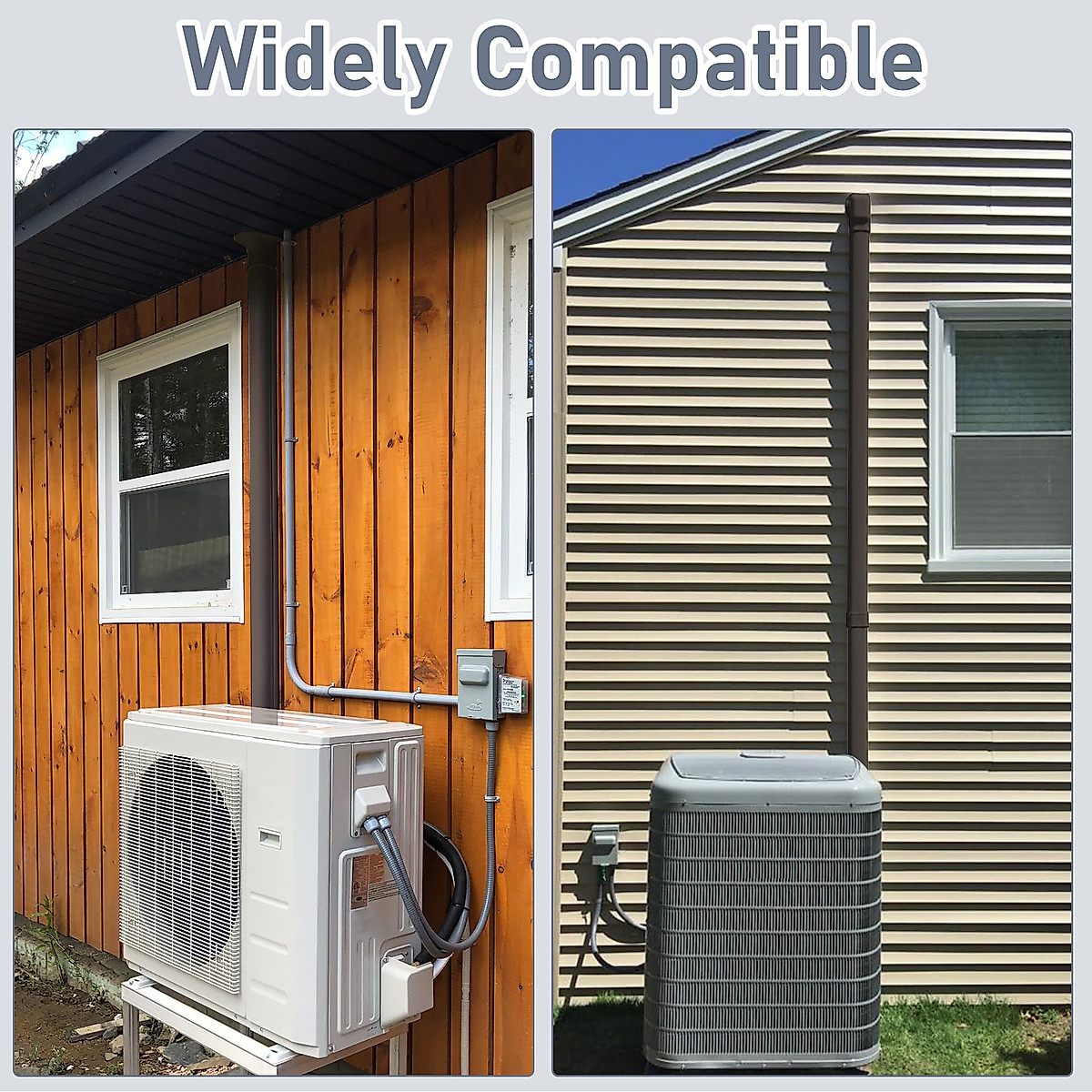 Flamorrow 3" 16Ft Brown AC Line Set Cover Kit, Decorative PVC Tubing Cover Kit for Ductless Mini Split Air Conditioner, Central AC and Heat Pump System