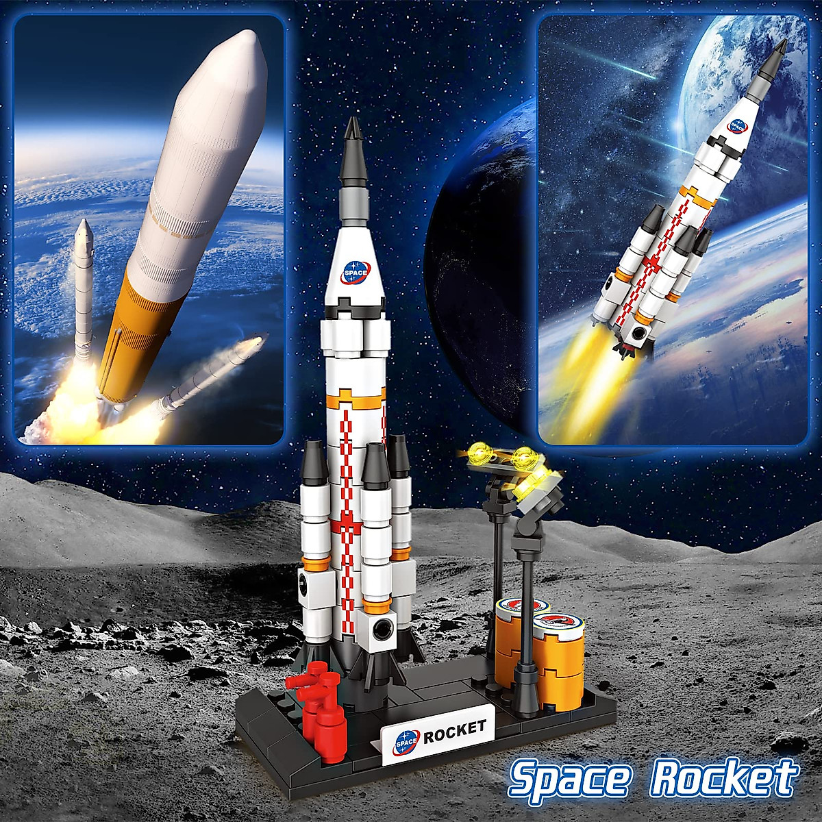 City Space Exploration Toys, STEM Aerospace Building Kit Toy with Rocket, Space Shuttle, Moon Buggy, Satellite, Best Gifts for 6 7 8 9 10 11 12 Years Old Kids Boys Girls (455 Pieces)