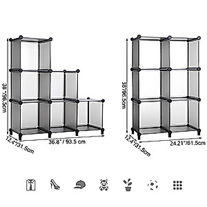 ANWBROAD Cube Storage Organizer 6-Cube Closet Organizers and Storage DIY Modular Plastic Closet Cabinet Book Shelf Cubes Organizer Storage Shelving for Home Bedroom Office Living Room Gray ULCS006H