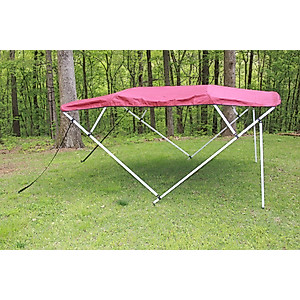 Vortex Direct Burgundy Square Tube Fram 4 Bow Bimini Top, 8' Long, 91"-96" Wide, 54" Tall