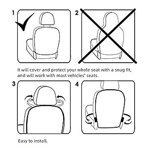 Anjien Kick Mats Back Seat Protector, 2 Pack Car Seat Protector Transparent Back Seat Protector for Kids, Made with Waterproof Material, Large Size Back Seat Cover Fits Most Cars