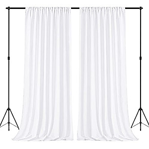 HOMEIDEAS White Backdrop Curtains for Parties, Wrinkle Free Polyester Photography Backdrop Drapes for Wedding Birthday Decorations, 5ft x10ft Set of 2 Panels