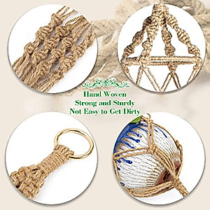 PIKAMAO Macrame Plant Hanger, 5pcs Jute Plant Hanger Indoor with 5pcs Hooks, Handmade Weave Hanging Plant Holder for Indoor Outdoor Boho Home Décor