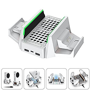 OSALADI Cooling Charging Base Potable Charger Portable Chargers Charger Portable Charging Dock Controller Charger Dock Kickstand Gamepad Dual-Charging Base abs White The Host Cooling Base