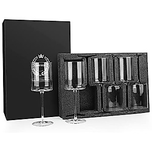 Chouggo Square Wine Glasses Set of 6-14.5Oz, Hand Blown Premium Crystal Red Wine or White Wine Glass - Gifts for Women, Men, Wedding, Anniversary, Christmas, Birthday