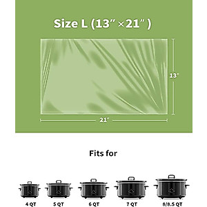 [NEW] KOOC Disposable Slow Cooker Liners and Cooking Bags, 1 Pack(10 Counts), Large Size Pot Liners Fit 4QT to 8.5QT, 13"x 21", Fresh Locking Seal Design, Suitable for Oval & Round Pot, BPA Free