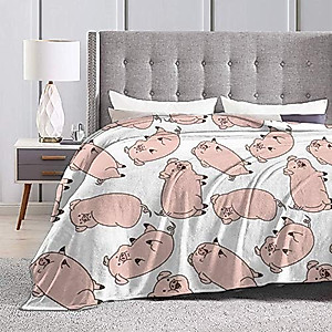 DIYAB Gravity Falls Pig Flannel Fleece Blanket Warm Bed Blankets for Couch Sofa Bed Traveling 50 x 40 Inch/127 x 102 cm
