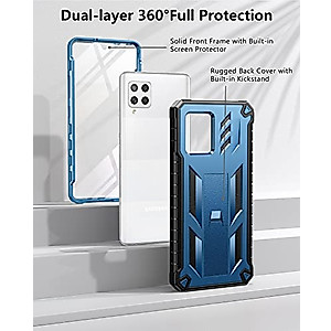 SOiOS for Samsung Galaxy A42-5G Case: TPU Soft Shockproof Protection | Hard Armor Design Shell - Heavy Duty Military Grade Drop Proof Durable Cell Phone Protective Cover with Kickstand for A42 Blue