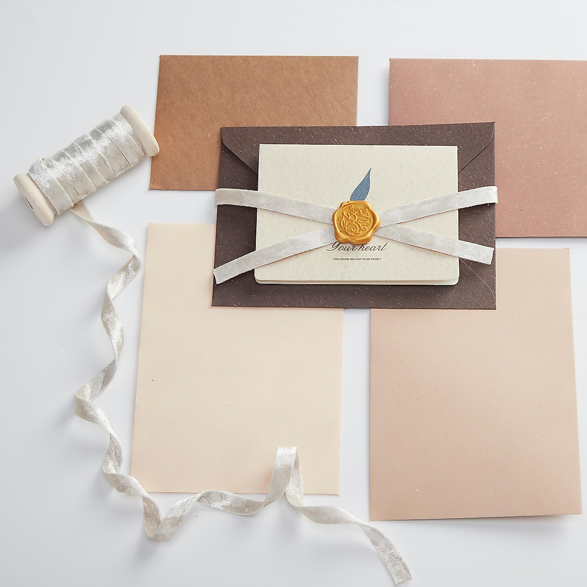 Keypan Ivory White Velvet Ribbon Double-Sided Handmade Glossy Fabric Trim Wooden Spool Thin Ribbons for Christmas Tree Gift Wrapping Crafts Wedding Flower Bouquet 3/8 inch x 5YD 3 Rolls