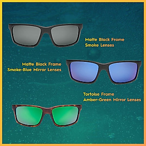 Flying Fisherman Freeline Classic Polarized Sunglasses, Matte Black Frames/Smoke Lenses, Medium