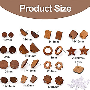 DoreenBeads 30Pcs Natural Wooden Stud Earrings Posts with Loop for Jewelry Making- Trapezoid Wood Earring Posts with Ear Backs for Women DIY Earring Making Personalized Jewelry Findings
