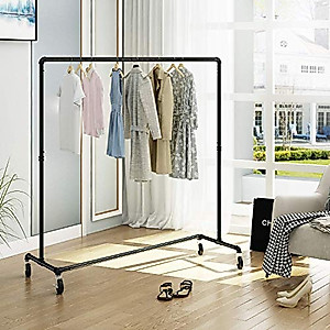 GREENSTELL Z-Base Garment Rack, Industrial Pipe Style Clothes Rack on Wheels with Brakes + Garment Rack with PVC Cover on Wheels, Multifunctional Garment Rack, used for indoor/outdoor