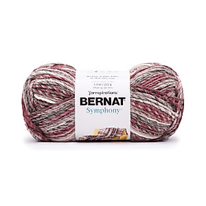Bernat Symphony Pomegranate Punch Yarn - 2 Pack of 225g/8oz - Wool Blend - 5 Bulky - 309 Yards - Knitting/Crochet