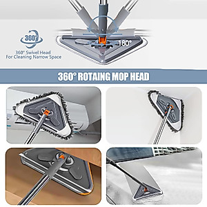 85 Inch Wall Cleaner Mop with Long Handle,Baseboard Cleaner Tool 360° Rotatable with Extension Pole 39" to 85",6 Replacement Microfiber Mop Pads,Wall Mop for Wall Washer Cleaning Ceiling Window Floor