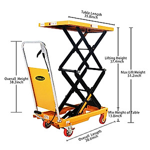 APOLLOLIFT Electric Power Lithium Battery Pallet Jack Truck 3300lb Cap. 48" x27" and Double Scissor Hydraulic Lift Table/Cart 770lbs Capacity 51.2" Lifting Height