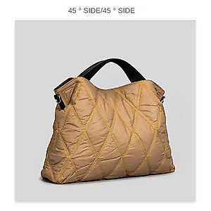 HACODAN Puffer Tote Bag Quilted Crossbody Bag for Women Trendy Puffy Purse Messenger Handbags Down Padded Shoulder Bag (red)