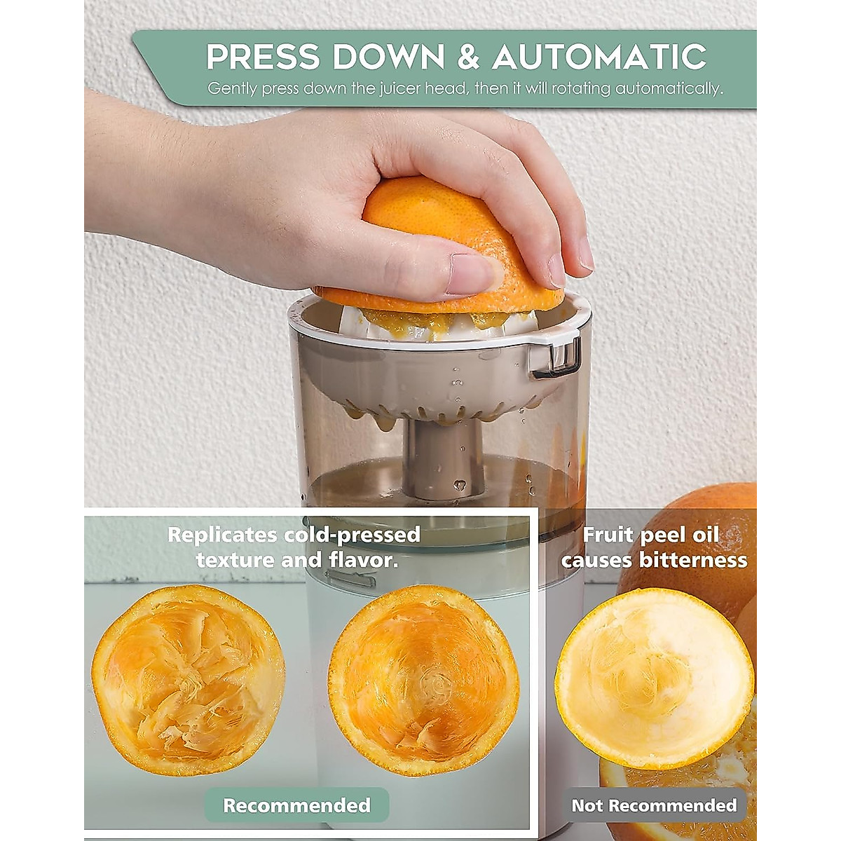 Cordless Electric Lemon Juicer Squeezer, AYOTEE Portable Electric Citrus Juicer with USB Cable and Spoon, Lemon and Lime Squeezer, Electric Orange Juicer Squeezer, Rechargeable Lime Juicer (White)