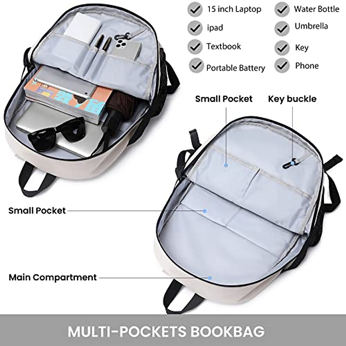 MIRLEWAIY Casual Laptop Daypack College Backpack Lightweight School Bookbag Travel Backpack Work Bag For Boys Girls, Green