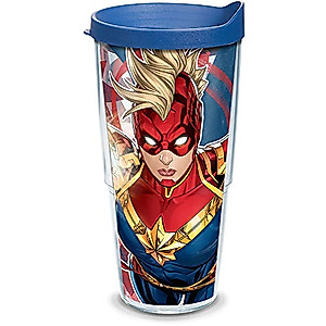 Tervis Made in USA Double Walled Captain Marvel Insulated Tumbler Cup Keeps Drinks Cold & Hot, 24oz, Mohawk