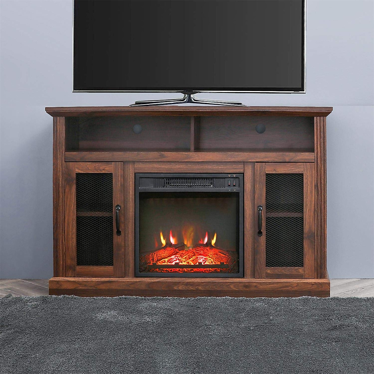 PatioFestival Fireplace Entertainment Center Wooden Electric Fireplaces tv Stand fire Place for TVs up to 50" Wide, Espresso