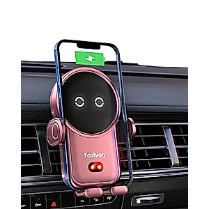 Wireless Car Charger iPhone with Vent Clip,15W Fast Charging Kharly Car Phone Charger Holder,Smart Sensor Auto-Clamping Fashion Phone Holder Mount for Car for iPhone 14 Pro/13 Samsung etc