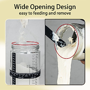 Nolniu Sourdough Starter Jar, 42 oz Large Capacity Sourdough Starter Jar with Date Marked Feeding Band, Sourdough Jar Scraper, Cloth Cover & Metal Lid, Sourdough Starter Kit