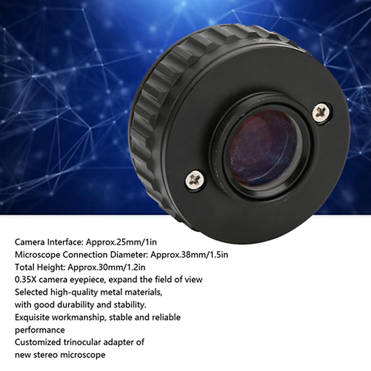 0.35X Microscope Adapter，CTV Microscope Lens Camera Interface Adapters，Mount Lens Adapter Microscope Accessory，for Trinocular Stereo Microscope