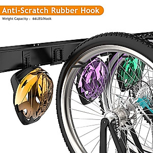 TORACK Bike Storage Rack, 6 Bike Racks & 5 Hooks for Garage, Wall Mount Vertical Bicycles Hanger for Home Space Saving, up to 600lbs, 64-inch