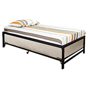 Kings Brand Furniture - Black Metal Twin Size Day Bed (Daybed) Frame with Roll Out Trundle